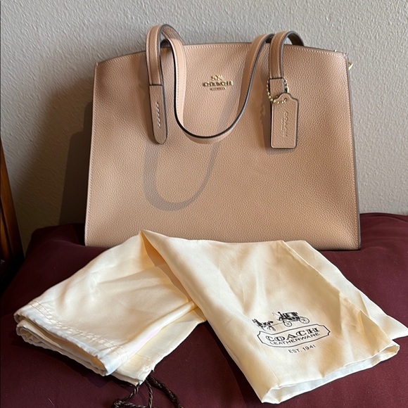 Coach | Bags | Coach Tan Pebbled Leather Tote With Gold Hardware | Poshmark